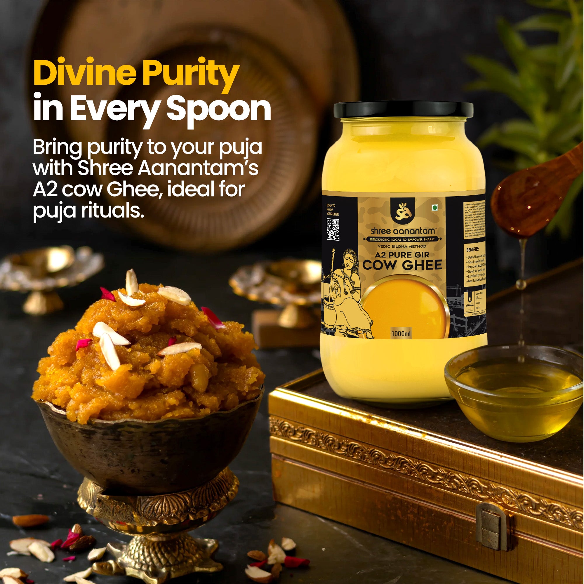 A2 Gir Cow Desi Ghee | Made with Vedic Bilona Method | Hand churned